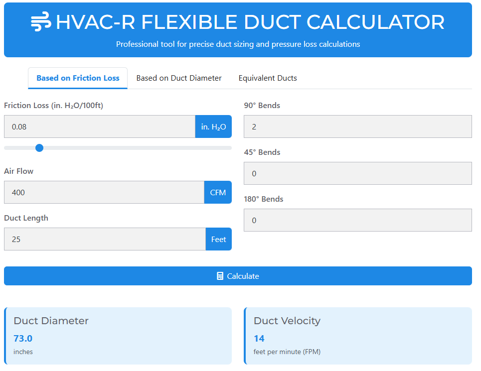 Flexible Duct Calculator - Digital Tools & Resources - HVAC-R & Solar ...